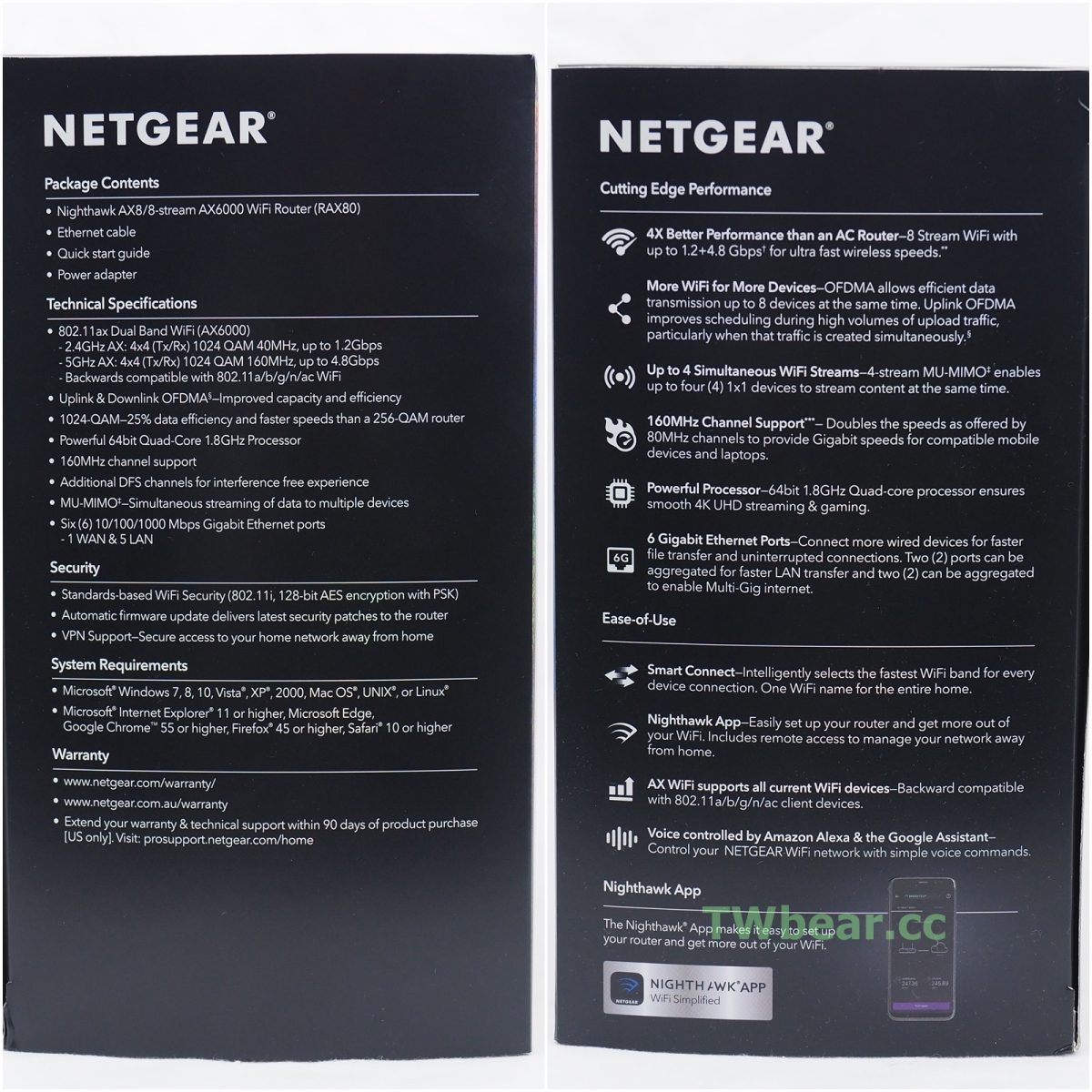 [熊愛4C]高評價WiFi 6內外雙鏈路聚合2GB超高速傳輸旗艦NETGEAR AX8 NIGHTHAWK RAX80 (AX6000)無線 ...